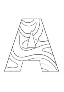 Lettera A da Stampare e Colorare in PDF A4 per Bambini Gratis - GBR