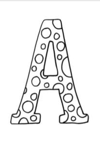Lettera A da Stampare e Colorare in PDF A4 per Bambini Gratis - GBR