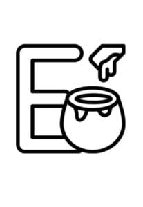 Lettera E da stampare e colorare in PDF A4 per bambini gratis - GBR