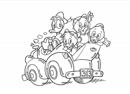 313 Macchina di Paperino da colorare disegni per bambini pdf - GBR