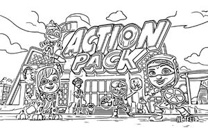 Disegni Action Pack Squadra in Azione da Colorare: PDF Netflix - GBR