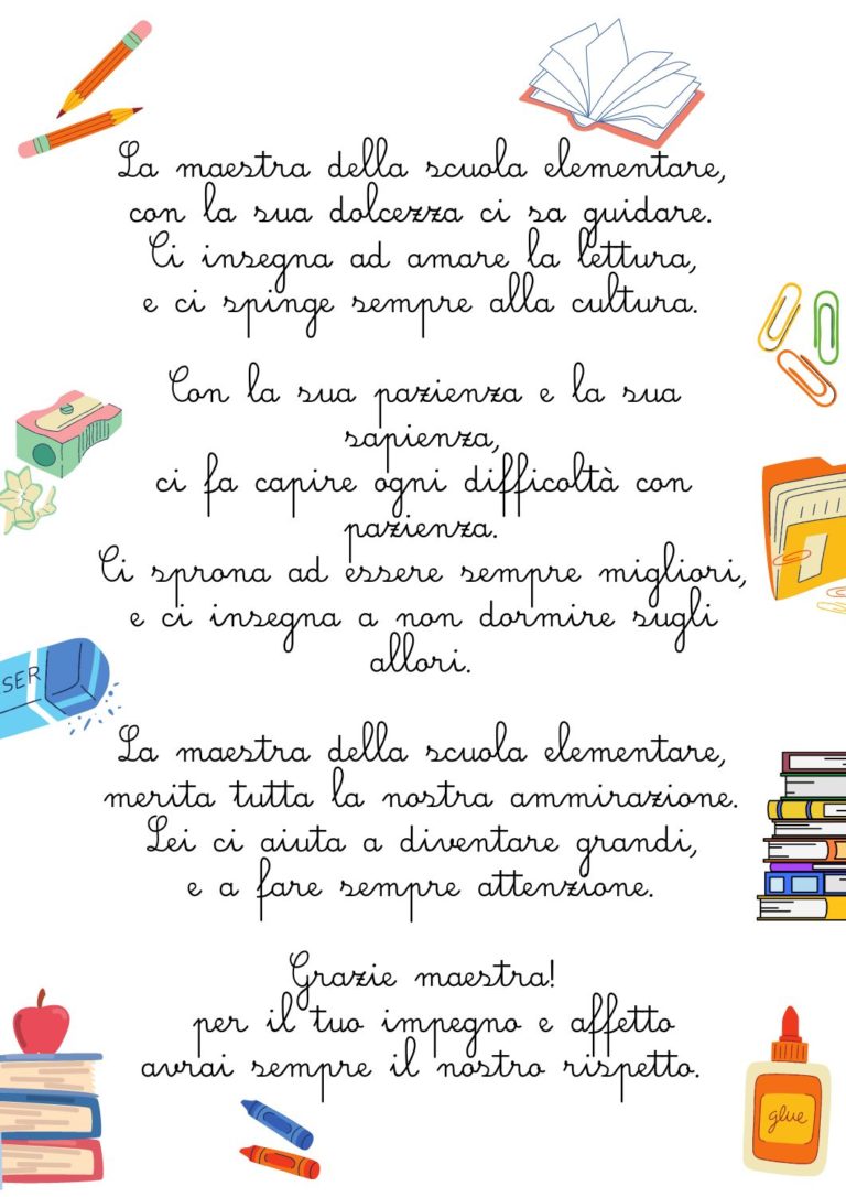 Filastrocche e Poesie per Maestra da stampare PDF - GBR Filastrocche e Poesie per Maestra da stampare PDF - GBR